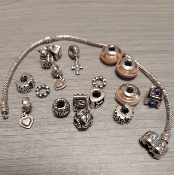 Pandora | Jewelry | Pandora Bracelet And 7 Charms | Poshmark